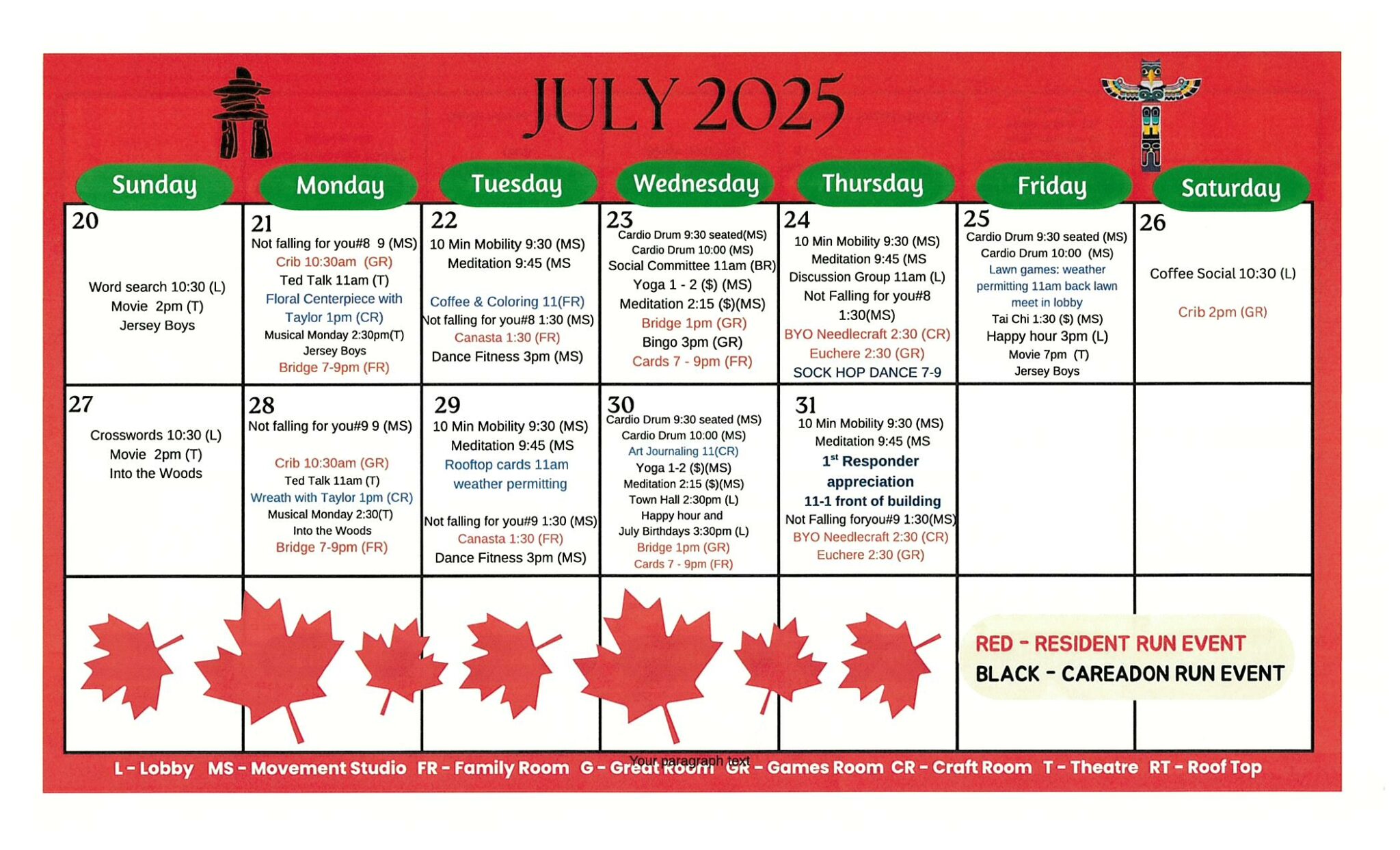 Activity Calendar - Careadon Village